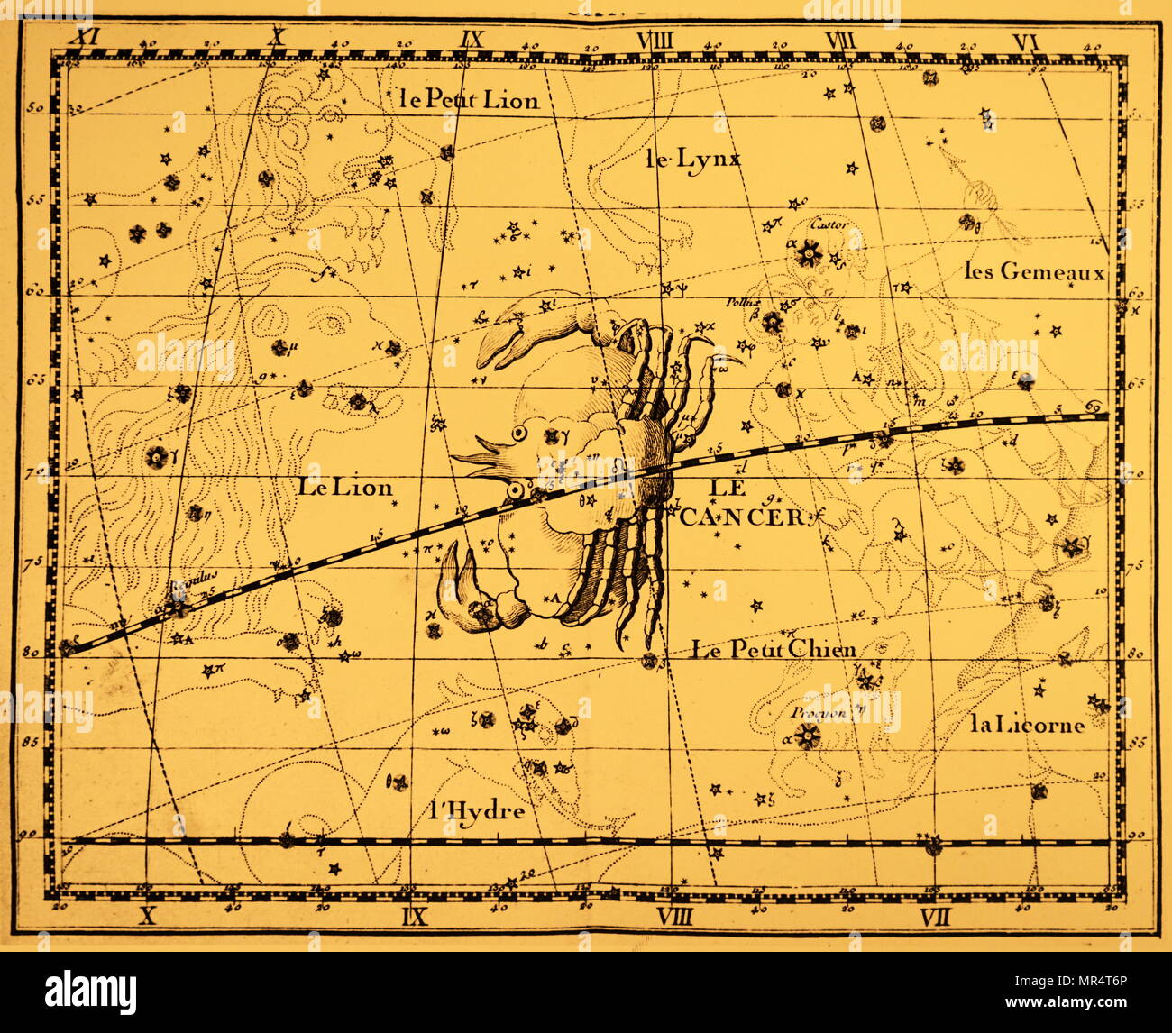 Engraving depicting the constellation Cancer. Cancer is one of the ...