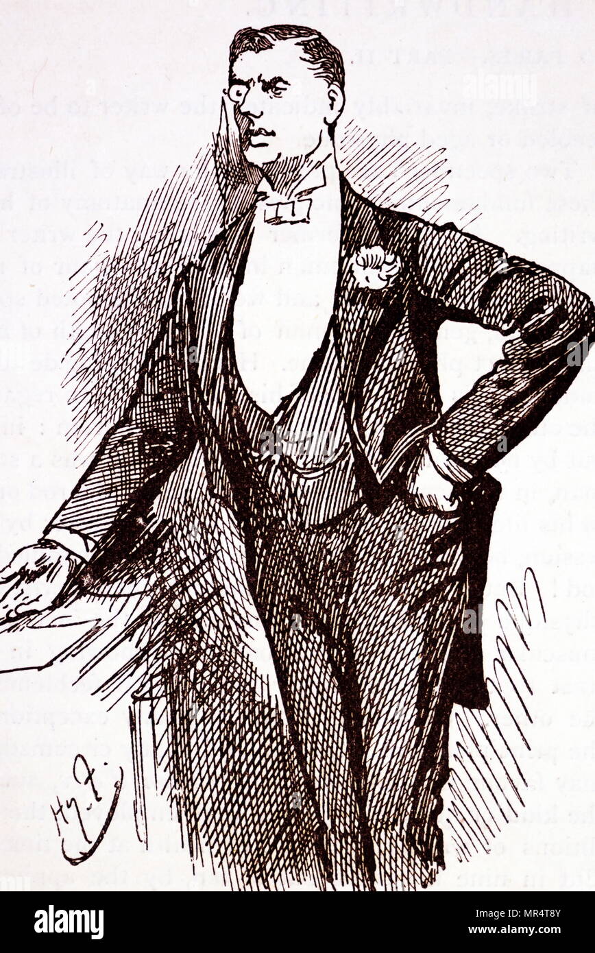 Illustration depicting Joseph Chamberlain (1836-1914) a British ...