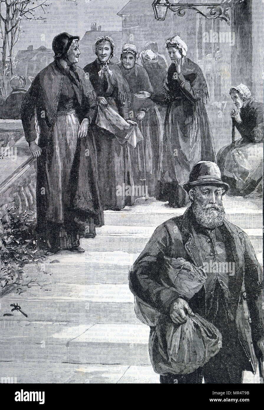 Engraving depicting elderly women on their way to the workhouse ...