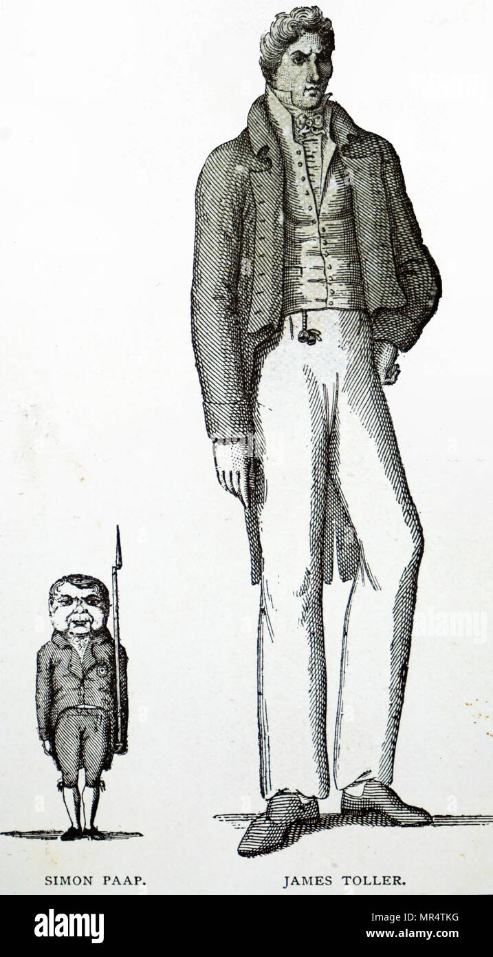 Engraving illustrating the height difference between Simon Paap (1789 ...