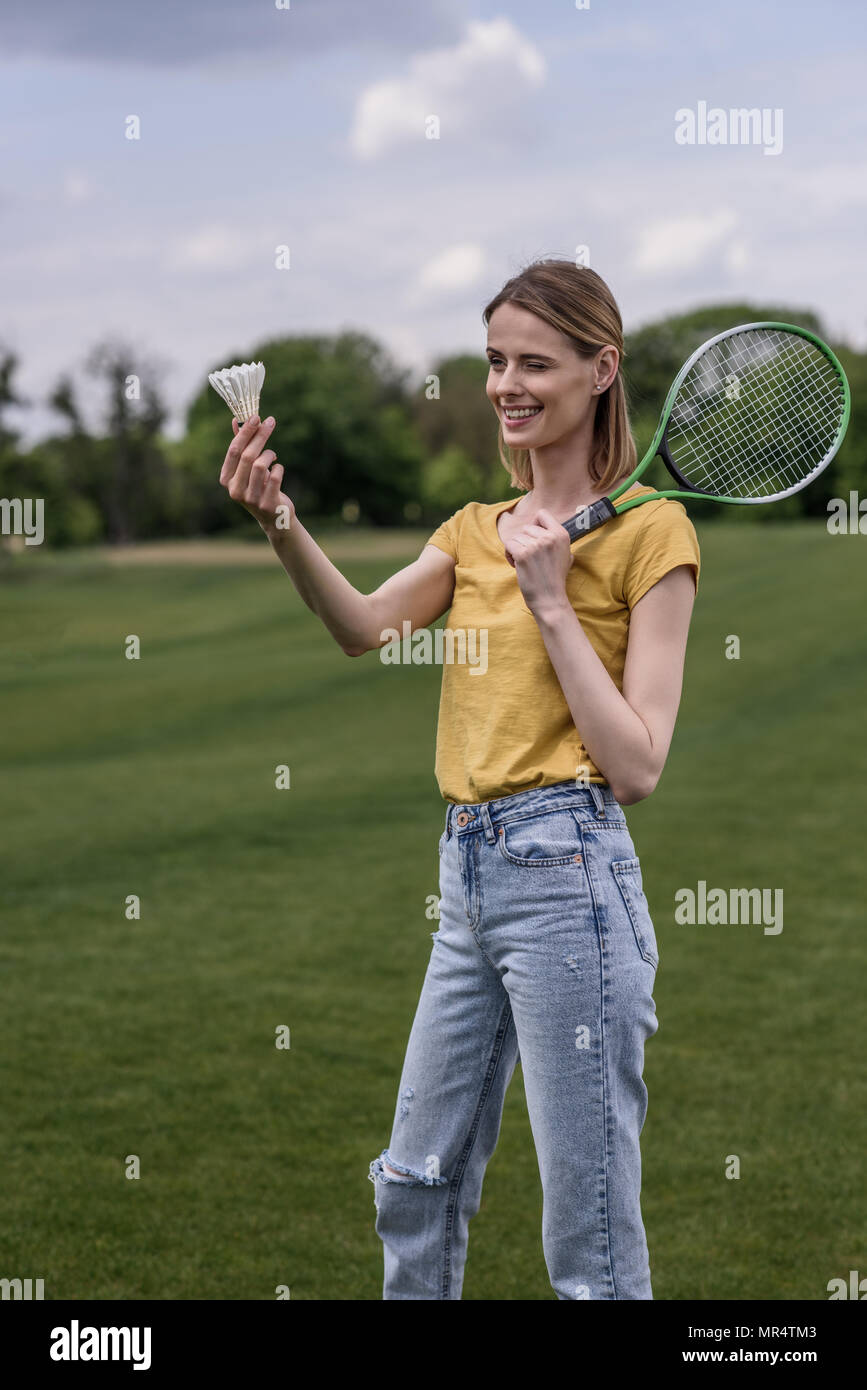 Lady holding racket hi-res stock photography and images - Alamy