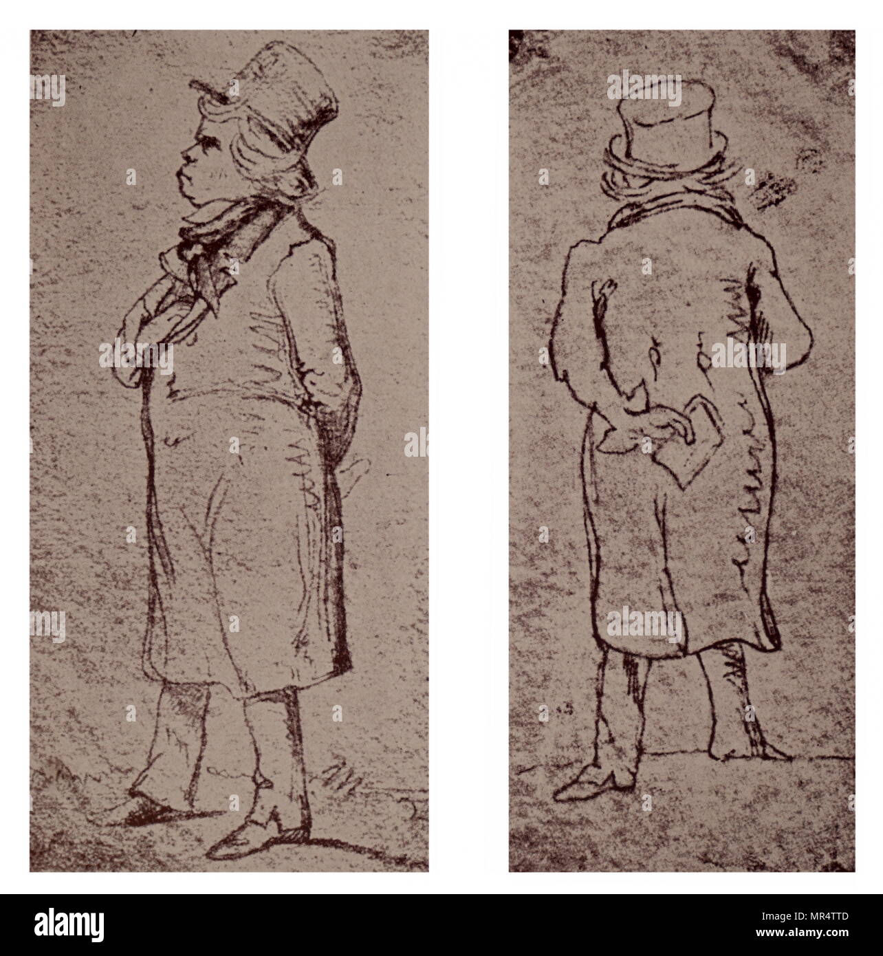 Sketches of Ludwig van Beethoven (1770-1827) a German composer and ...