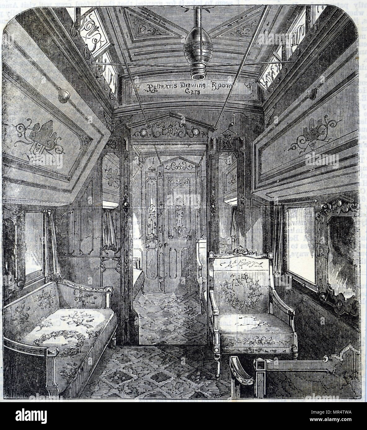 Engraving depicting a Pullman Drawing Room car. Dated 19th century ...