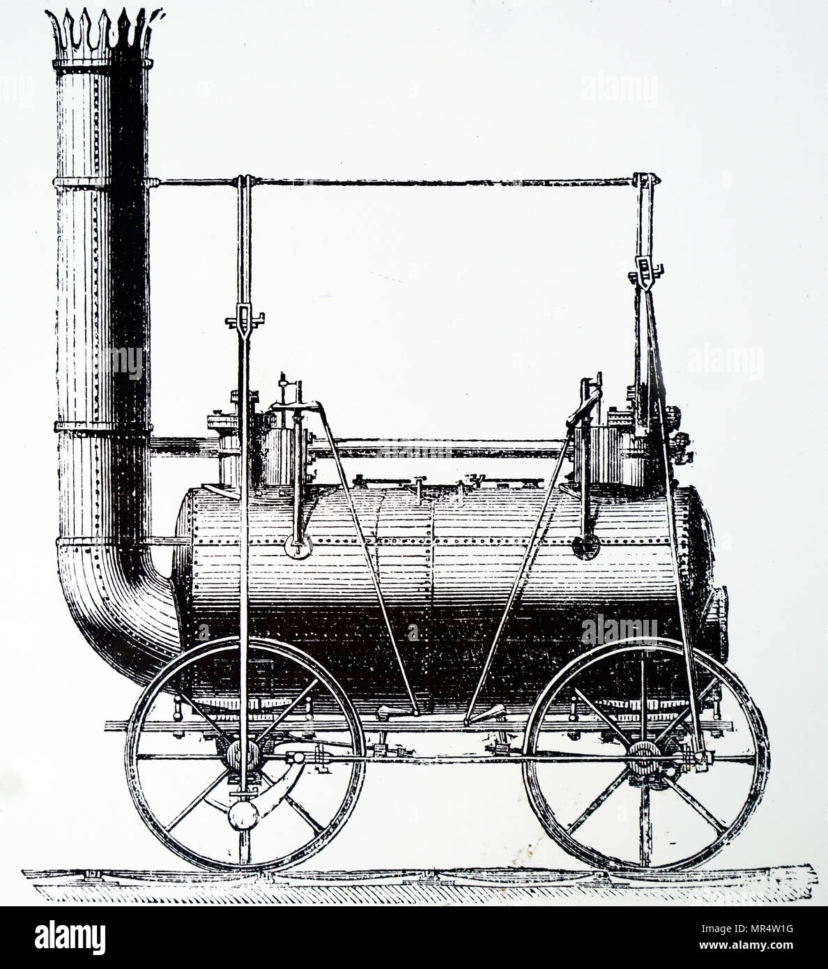 Engraving depicting George Stephenson's old engine on the Killingworth ...
