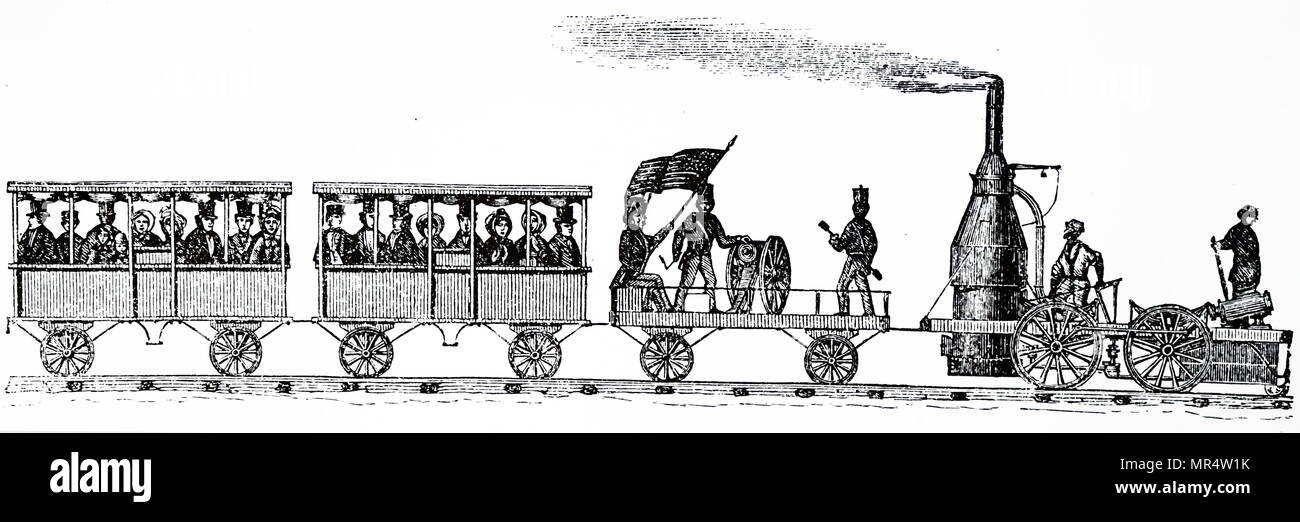 Illustration depicting the locomotive "The Best Friend of Charlestown ...