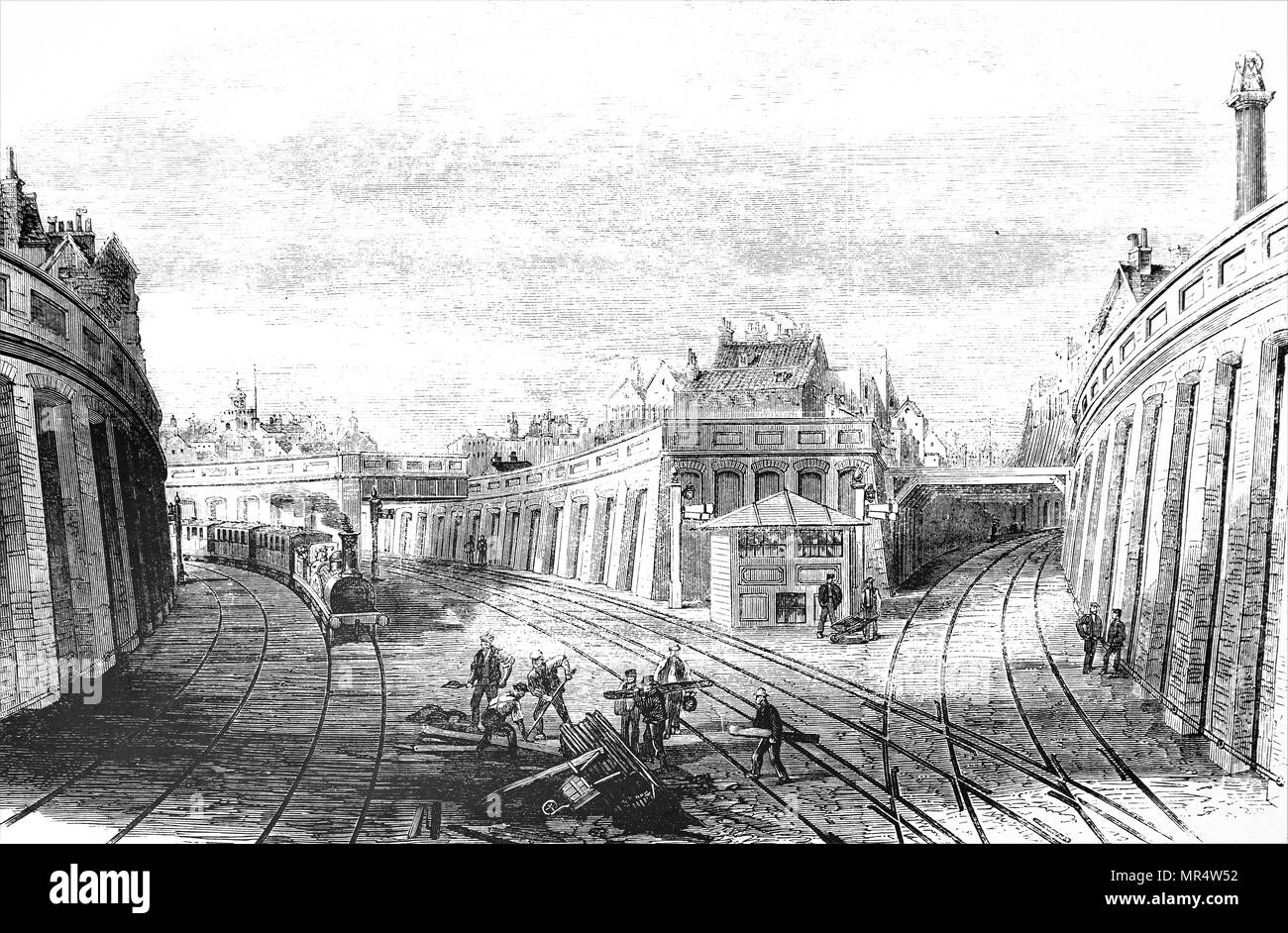 Engraving depicting a junction on the Metropolitan Railway Line. Dated ...