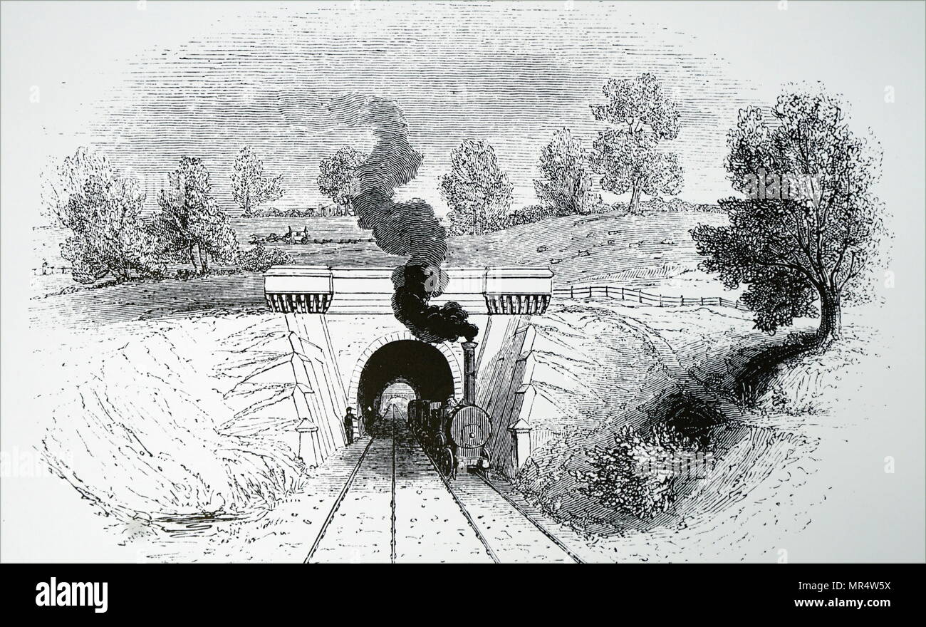 Engraving depicting Snow Hill Tunnel on the London to Birmingham ...