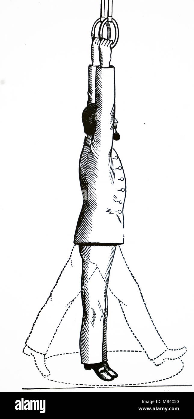 Illustration depicting a Swedish movement (Ling): Arm stretching and ...