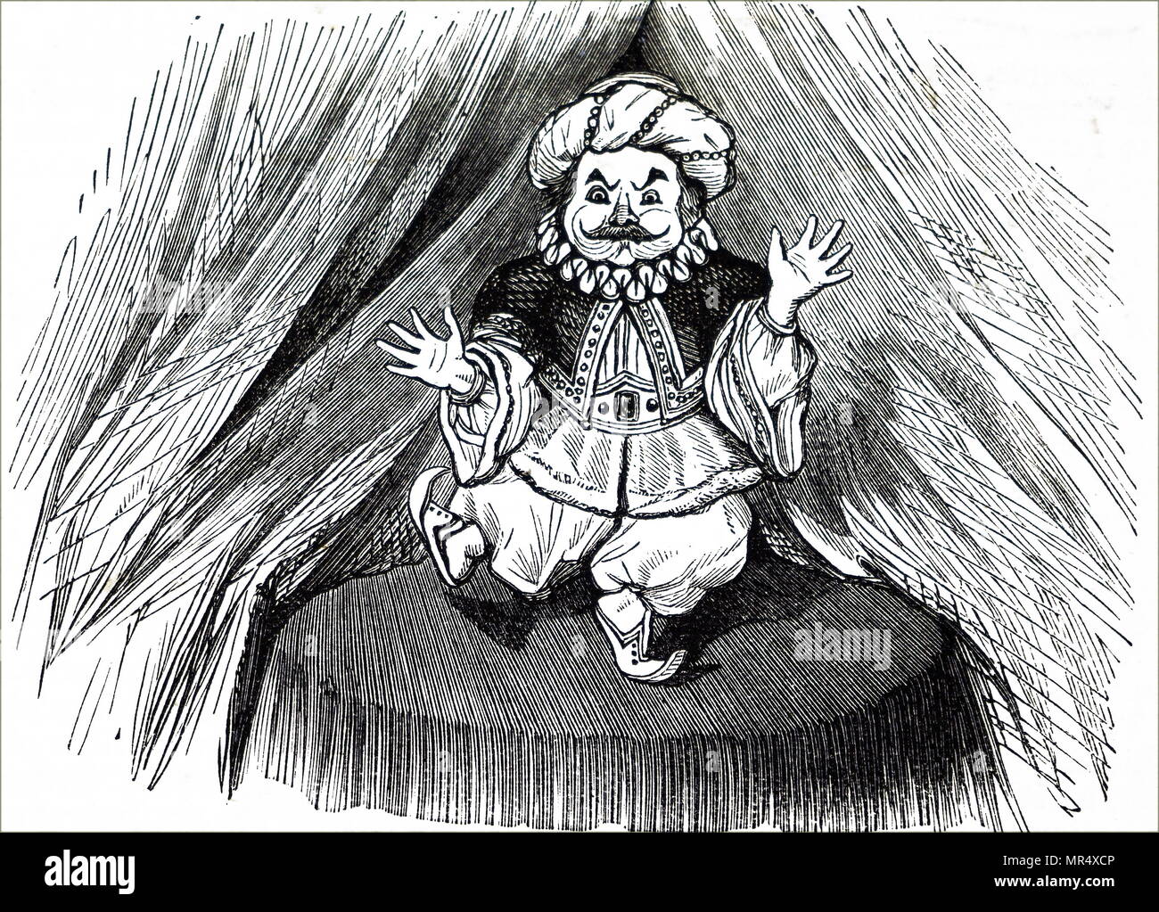 Cartoon depicting a German dwarf dressed as a Sultan. Dated 19th ...