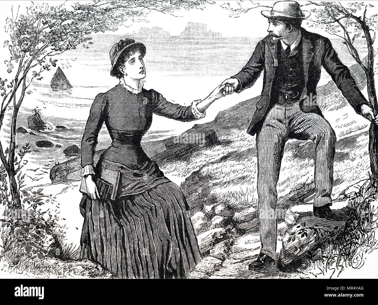 Victorian couple happy illustration hi-res stock photography and images ...