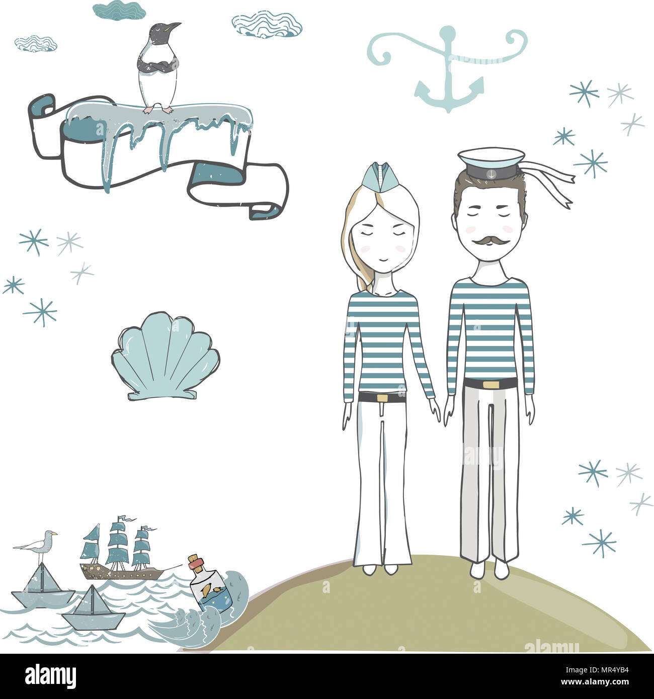 Sailor man woman clip art navigator submariner captain people sea ocean ...