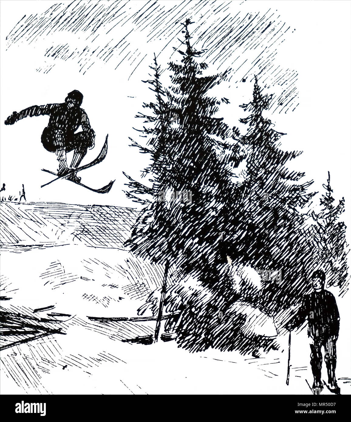 Illustration depicting Fridtjof Nansen skiing. Fridtjof Nansen (1861 ...