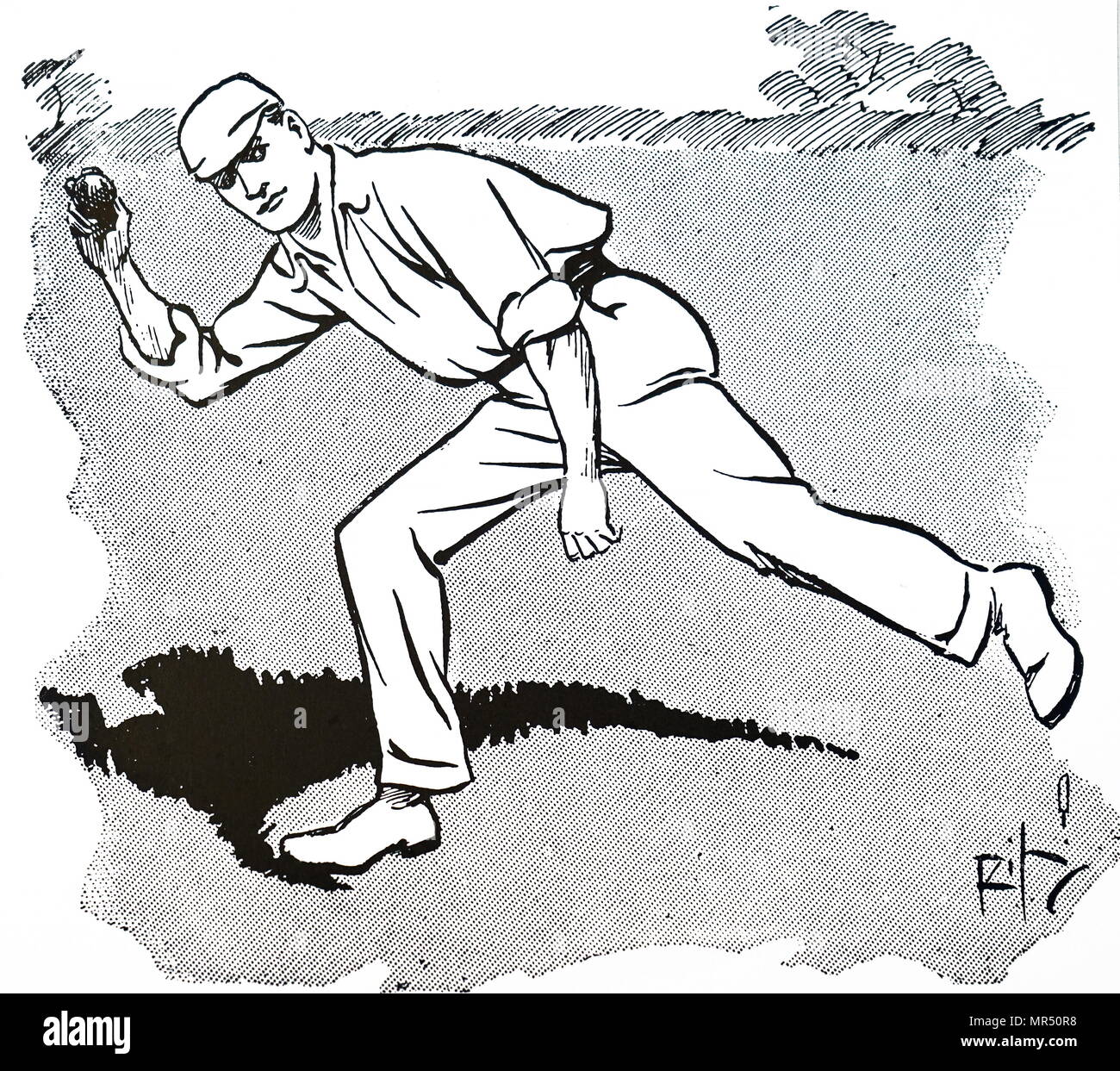 Cartoon depicting men playing cricket. Dated 20th century Stock Photo ...