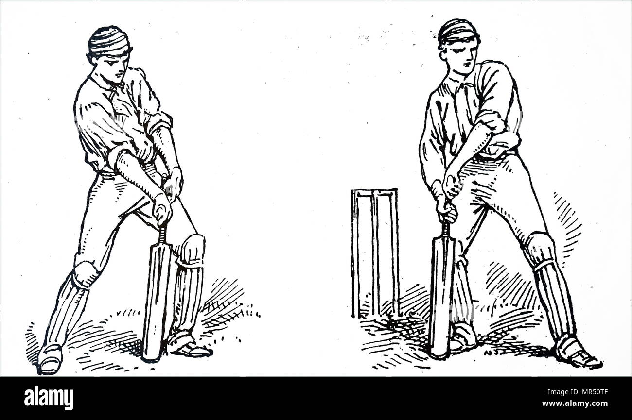 Cartoon depicting men playing cricket. Dated 19th century Stock Photo ...
