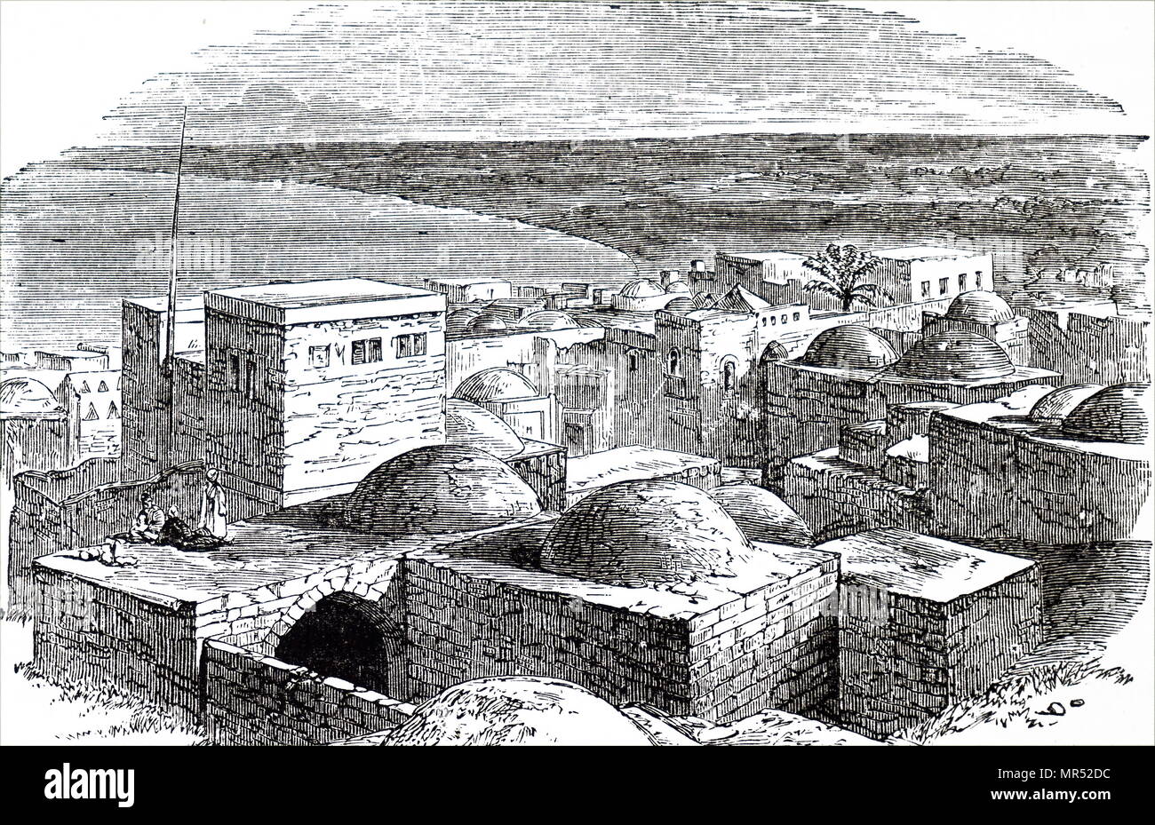 Illustration depicting a view of the city of Jaffa, an ancient port ...