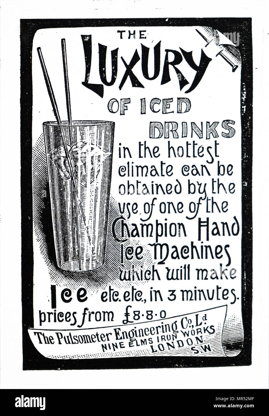 Advertisement for Champion Ice Machines. Dated 19th century Stock Photo ...