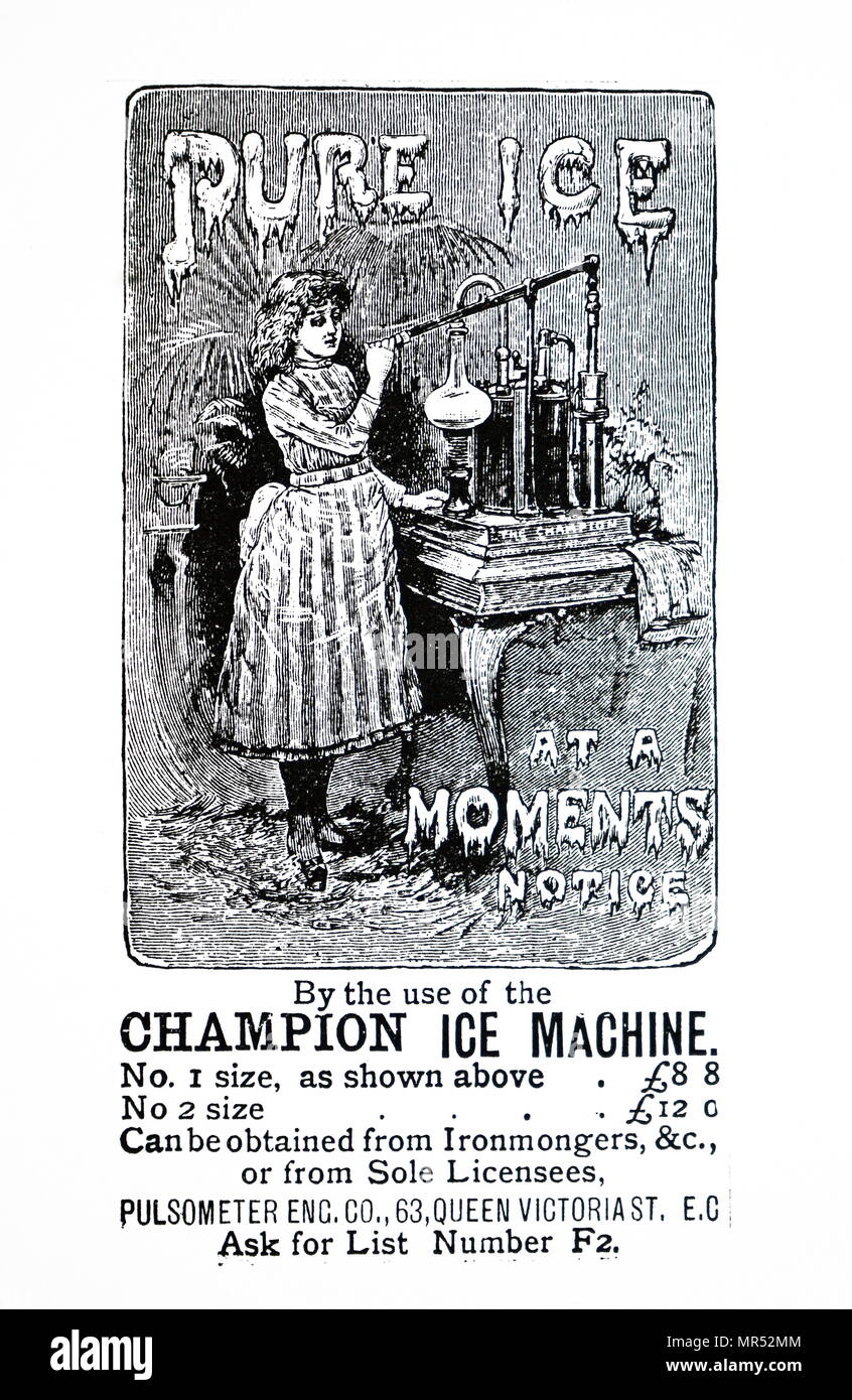 Advertisement for Champion Ice Machines. Dated 19th century Stock Photo ...
