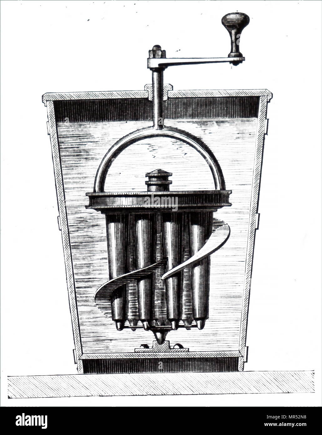 Illustration depicting an apparatus for making ice, using ammonia salts ...
