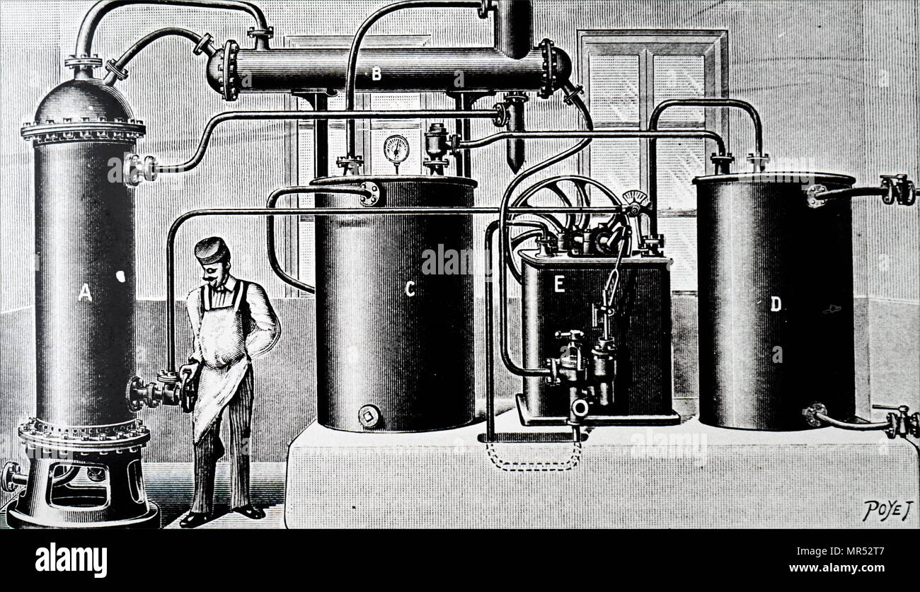 Illustration depicting the storeroom of an ice merchant's workshop in ...