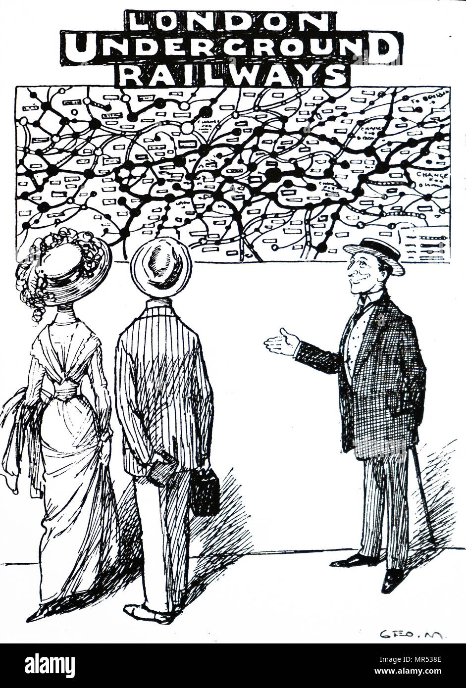 Cartoon depicting passengers using a map of the London Underground ...