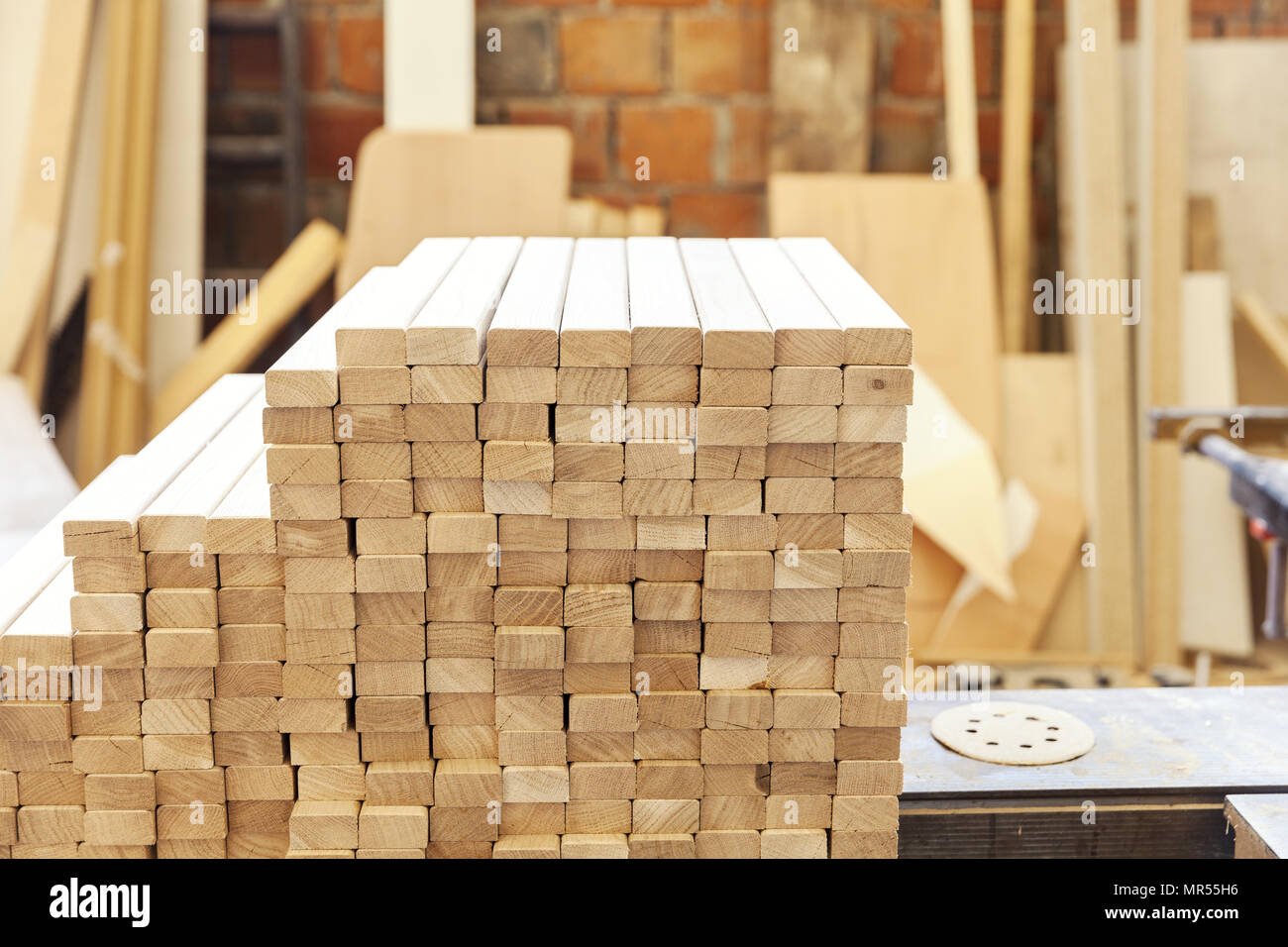 wooden slats stacked in a pile, close up Stock Photo - Alamy