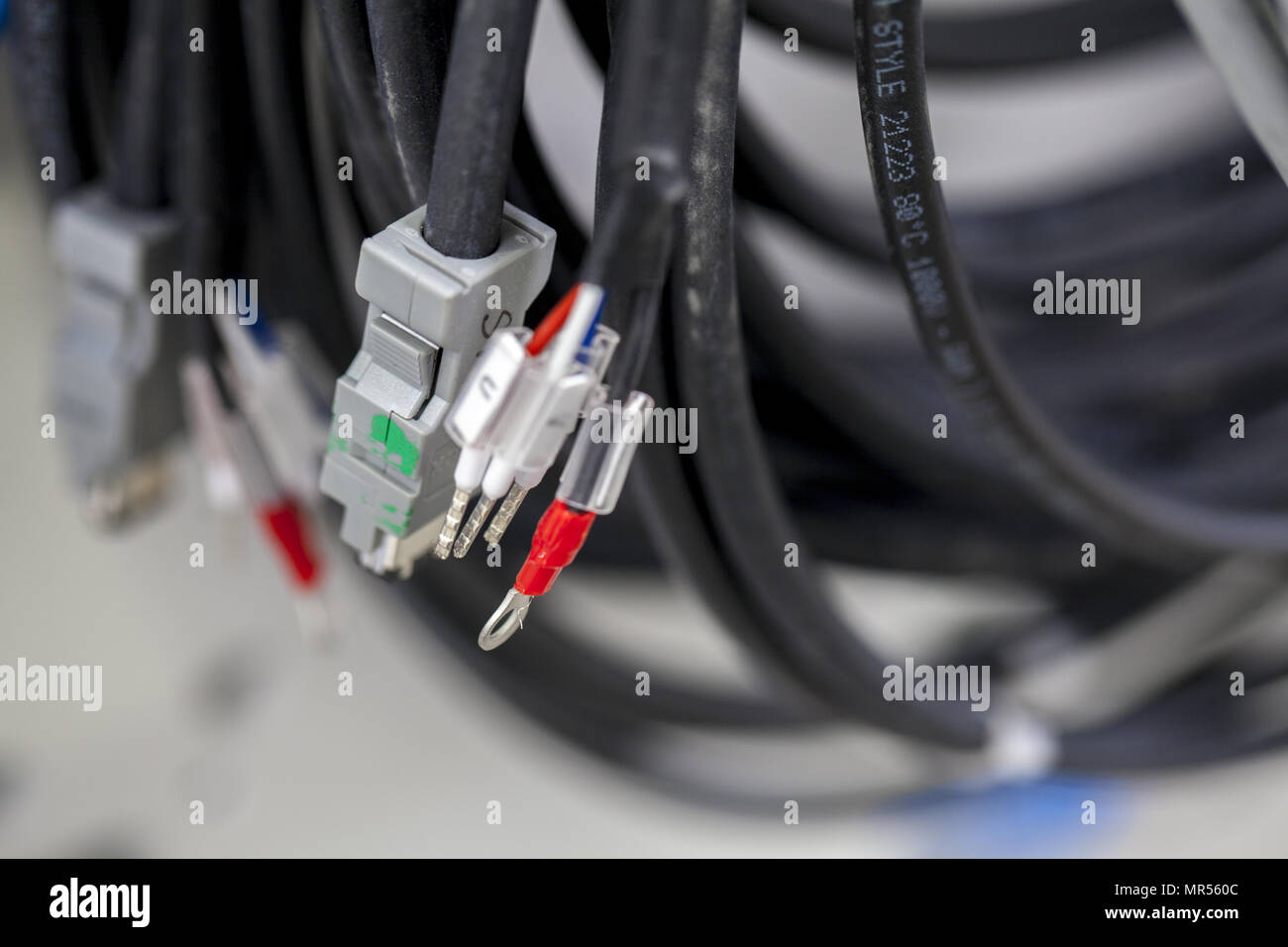 industrial electric cables with connectors, close up Stock Photo - Alamy