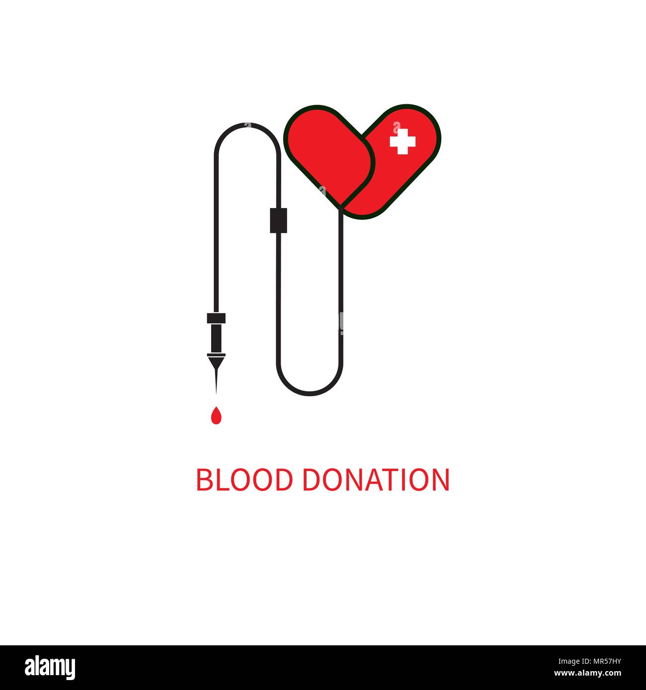 Blood transfusion icon, red heart dropper, donation of blood. Vector ...