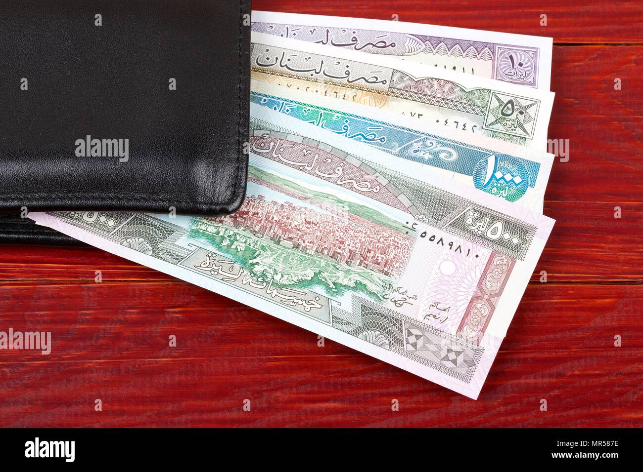 Money from Liban in the black wallet Stock Photo - Alamy
