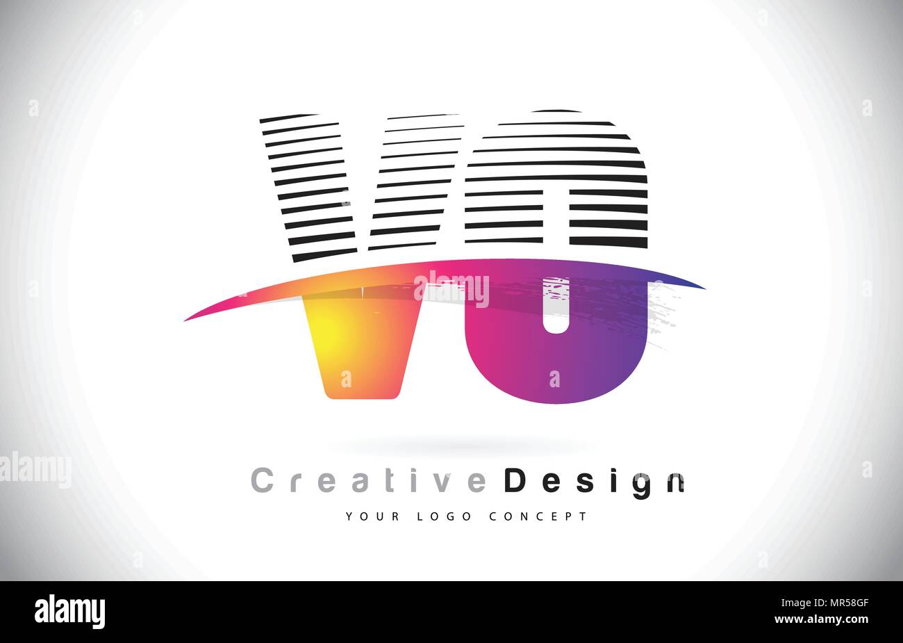 VO V O Letter Logo Design With Creative Lines and Swosh in Purple Brush ...