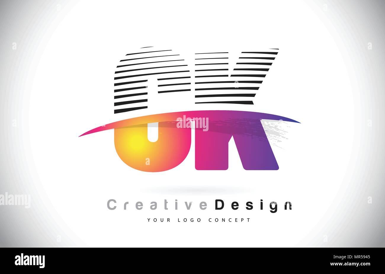 CK C K Letter Logo Design With Creative Lines and Swosh in Purple Brush ...