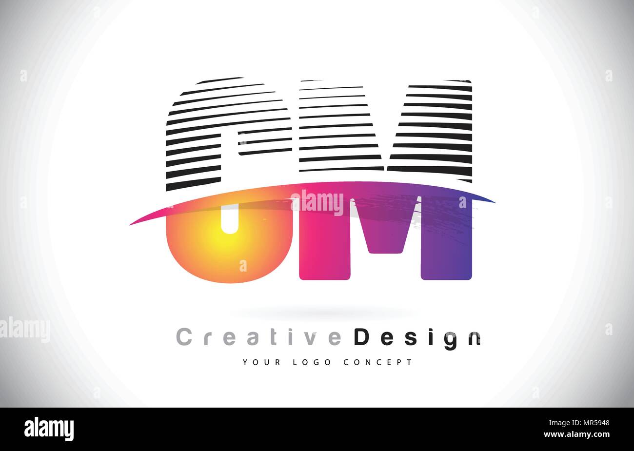 CM C M Letter Logo Design With Creative Lines and Swosh in Purple Brush ...