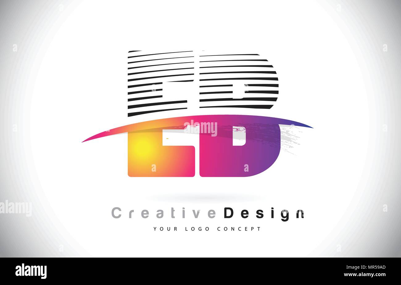 EB E B Letter Logo Design With Creative Lines and Swosh in Purple Brush ...