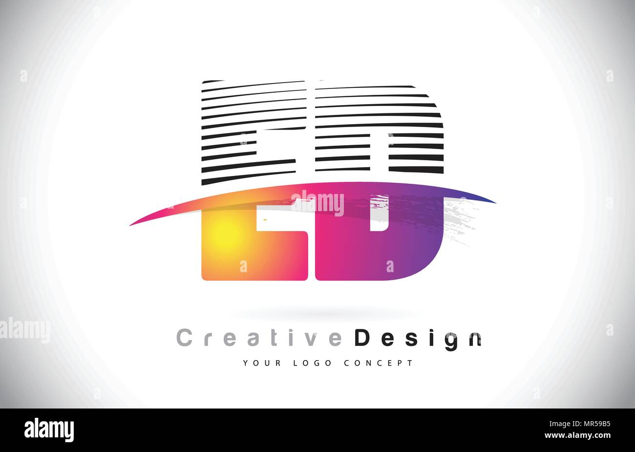 ED E D Letter Logo Design With Creative Lines and Swosh in Purple Brush ...