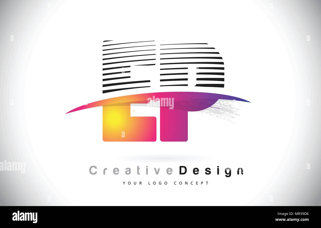 EP E P Letter Logo Design With Creative Lines and Swosh in Purple Brush ...