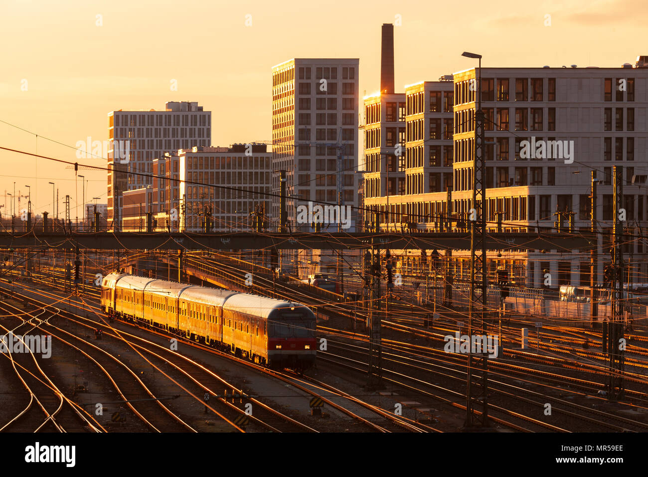 MUNICH / GERMANY: Track field of Munich Main Station with modern ...