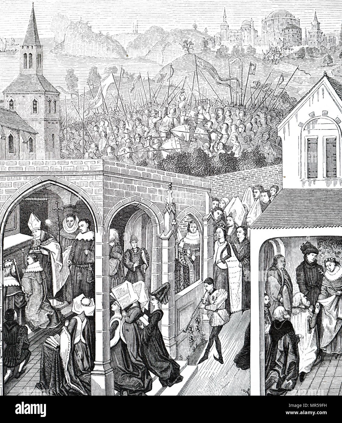 Engraving depicting the coronation of Philip II of France (1165-1223 ...