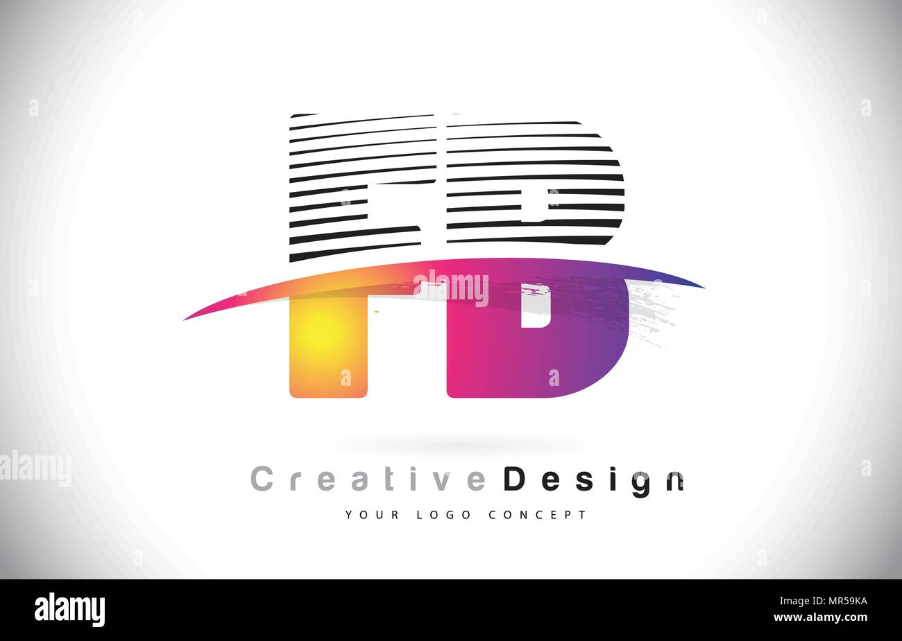 FB F B Letter Logo Design With Creative Lines and Swosh in Purple Brush ...