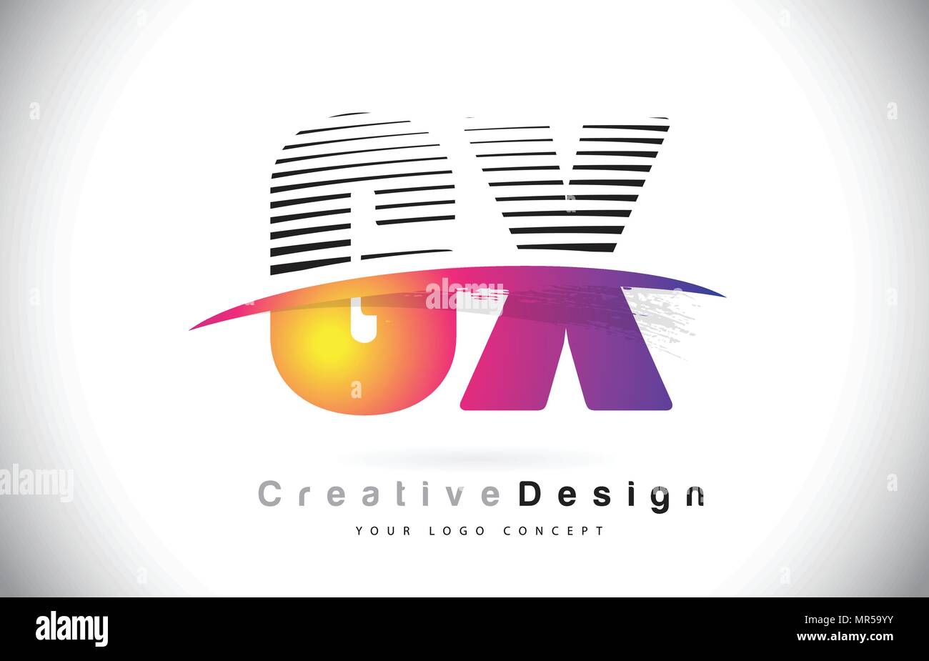 GX G X Letter Logo Design With Creative Lines and Swosh in Purple Brush ...