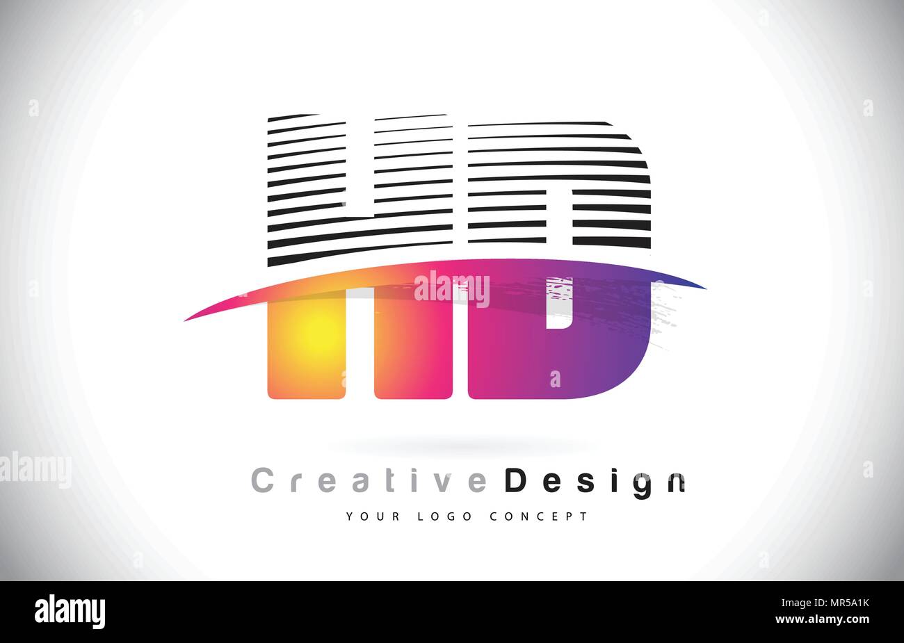 HD H D Letter Logo Design With Creative Lines and Swosh in Purple Brush ...