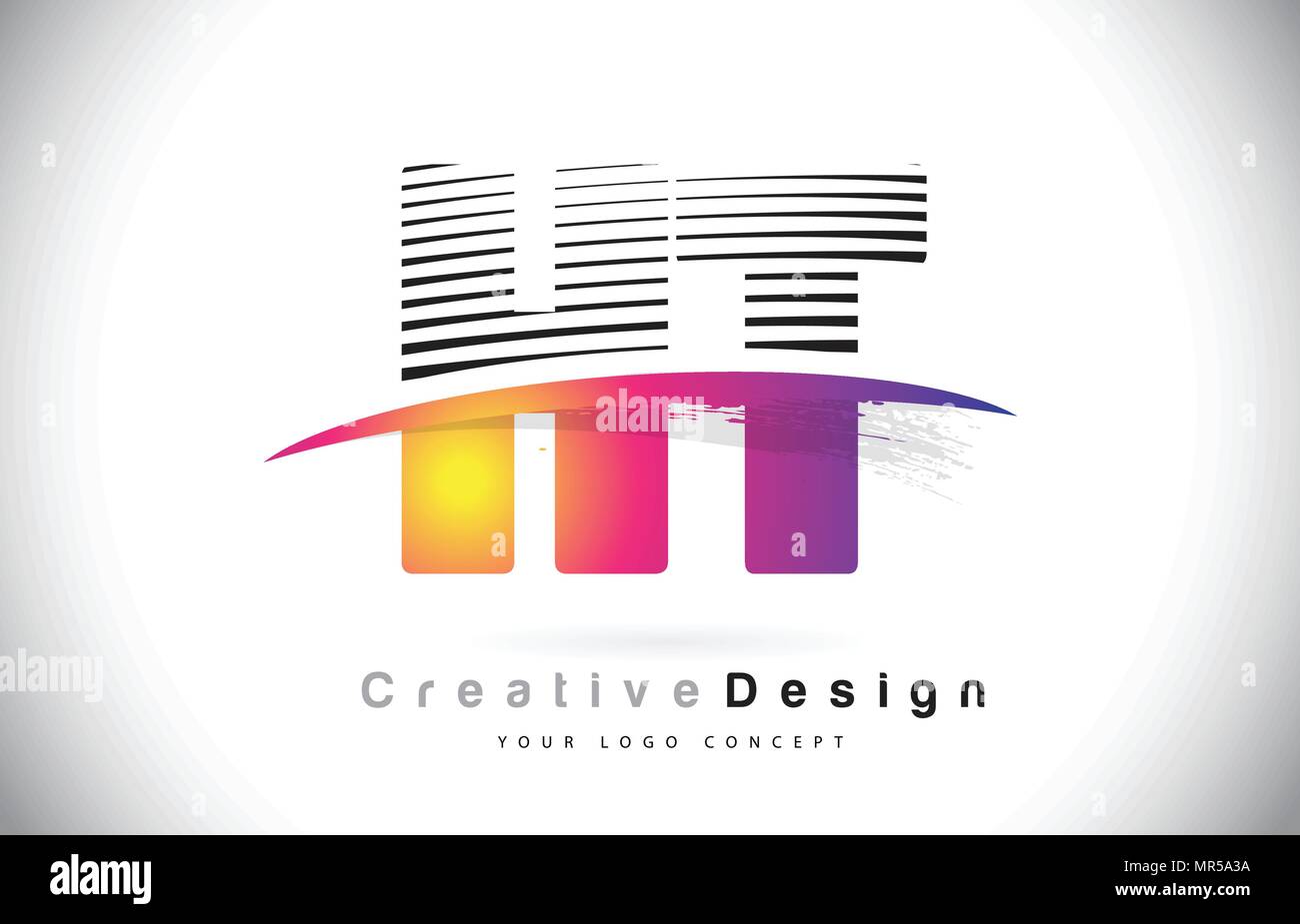 HT H T Letter Logo Design With Creative Lines and Swosh in Purple Brush ...
