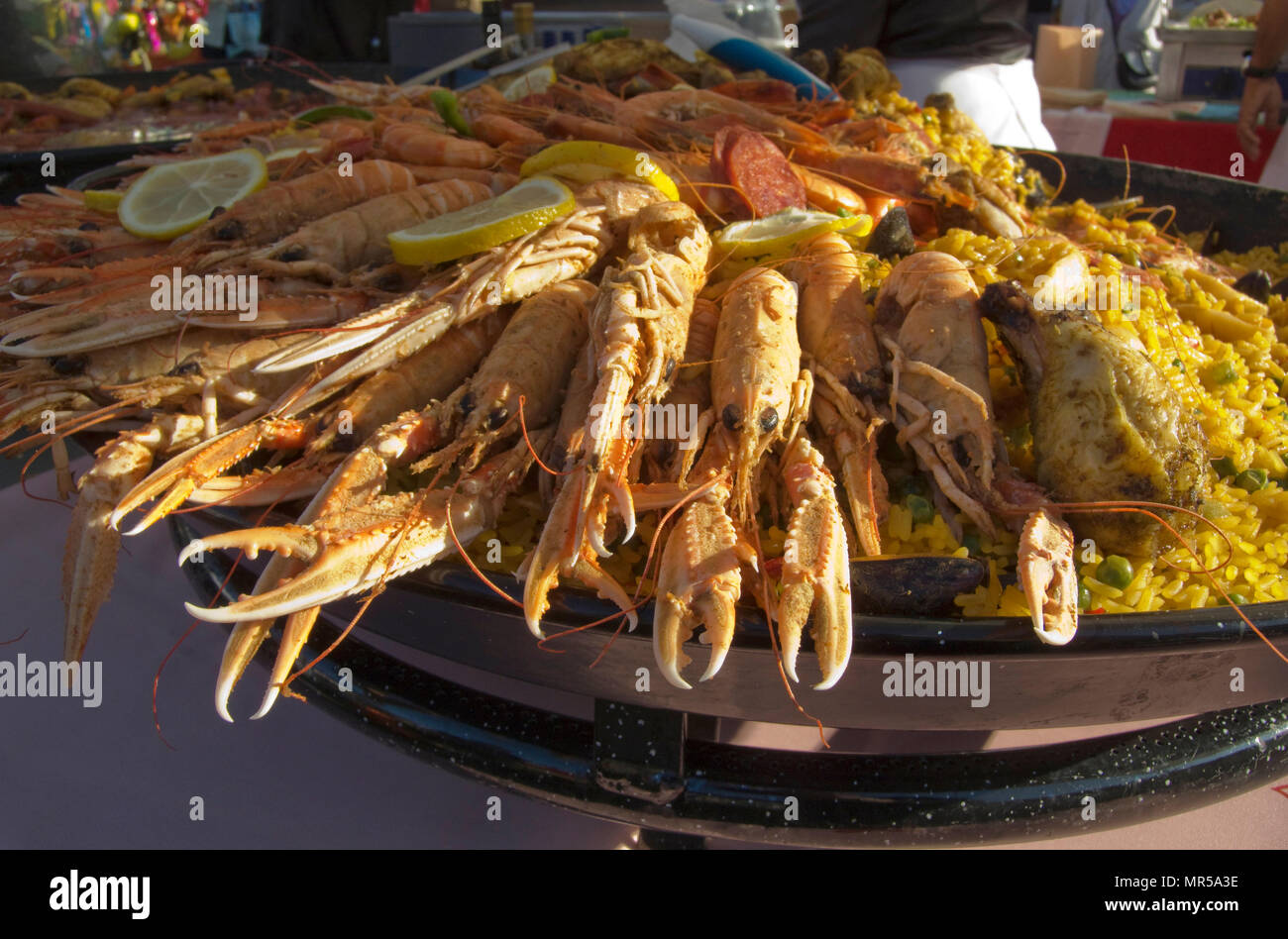 Rennes, FRANCE, "Freshly prepared Paella ", at the Saturday Morning ...