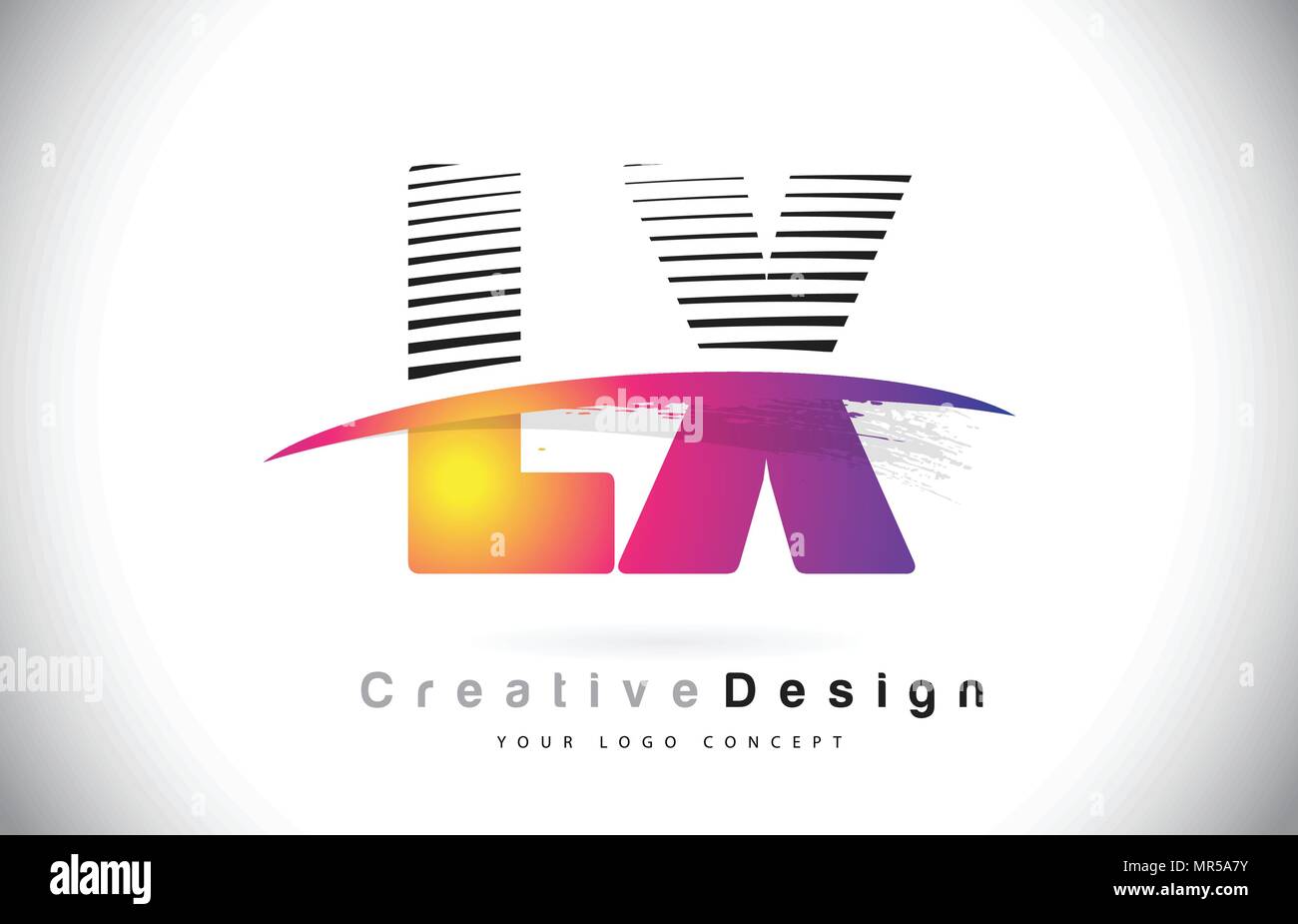 LX L X Letter Logo Design With Creative Lines and Swosh in Purple Brush ...
