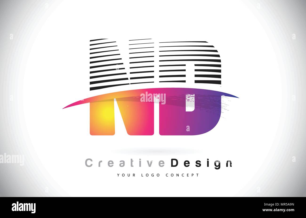ND N D Letter Logo Design With Creative Lines and Swosh in Purple Brush ...