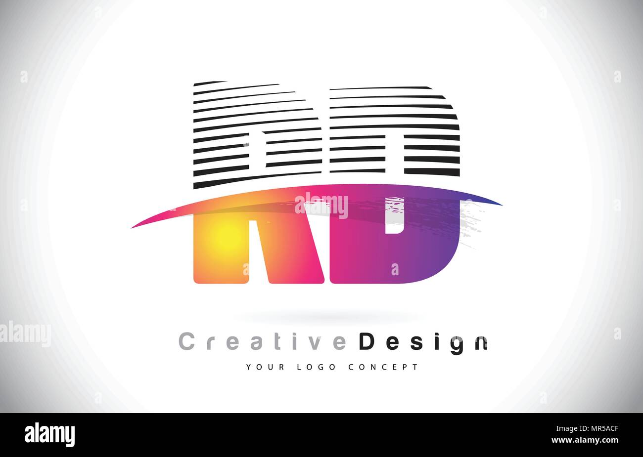 RD R D Letter Logo Design With Creative Lines and Swosh in Purple Brush ...