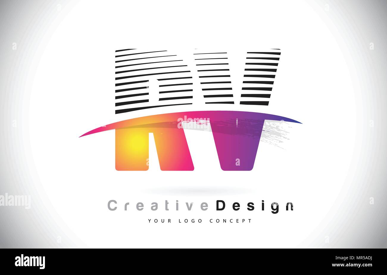RV R V Letter Logo Design With Creative Lines and Swosh in Purple Brush ...