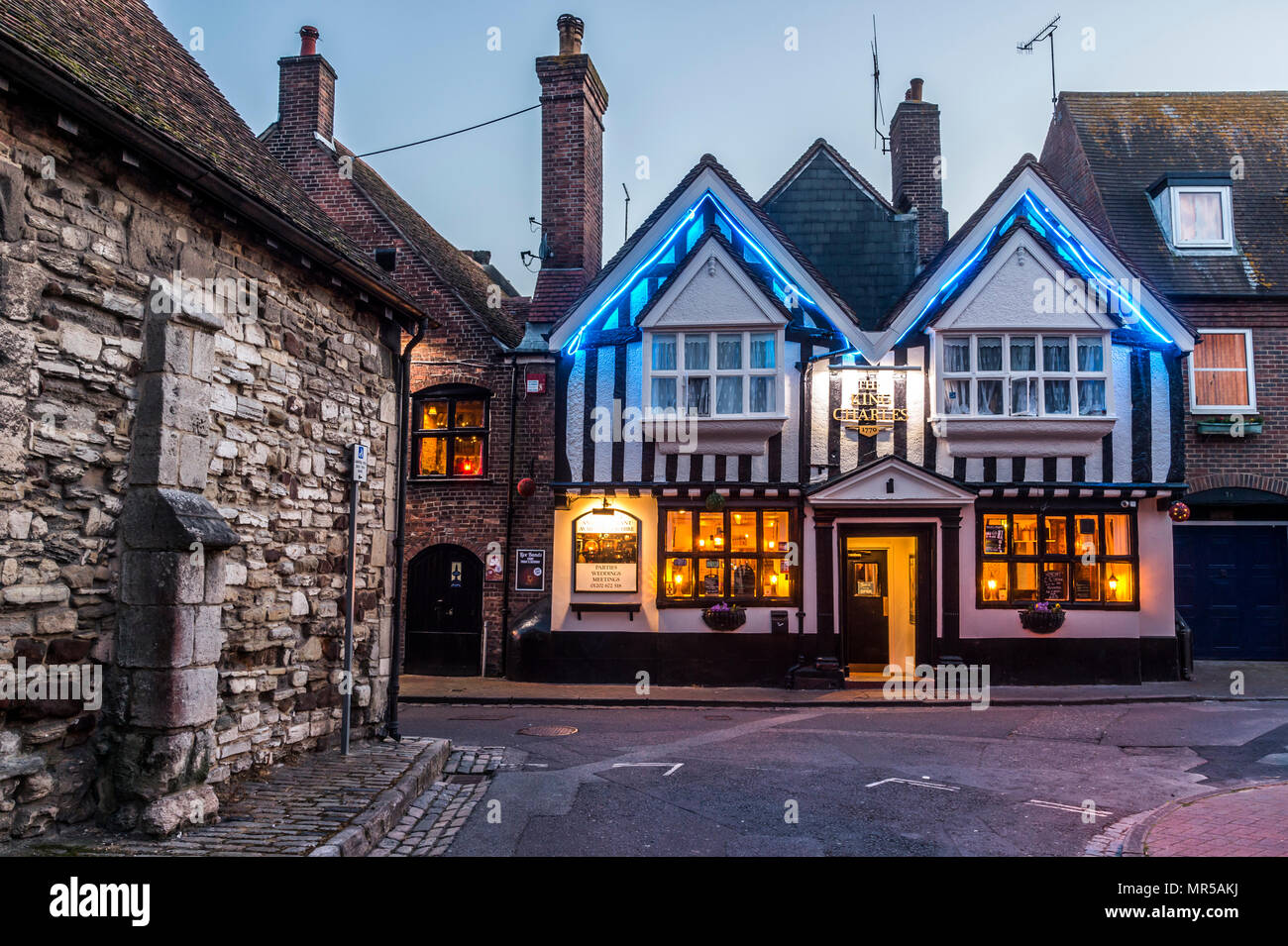 Street scene of Poole's historic heritage of old buildings and Poole's ...