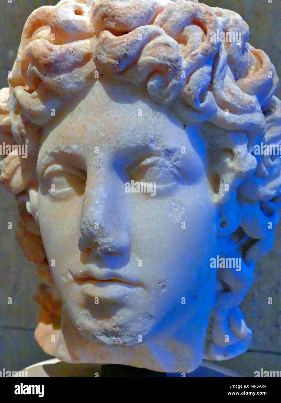 Photograph of a Classical Roman bust depicting the God Apollo. Dated ...