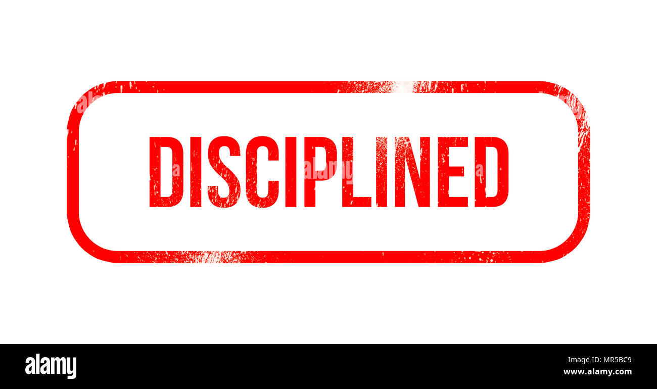 disciplined - red grunge rubber, stamp Stock Photo - Alamy