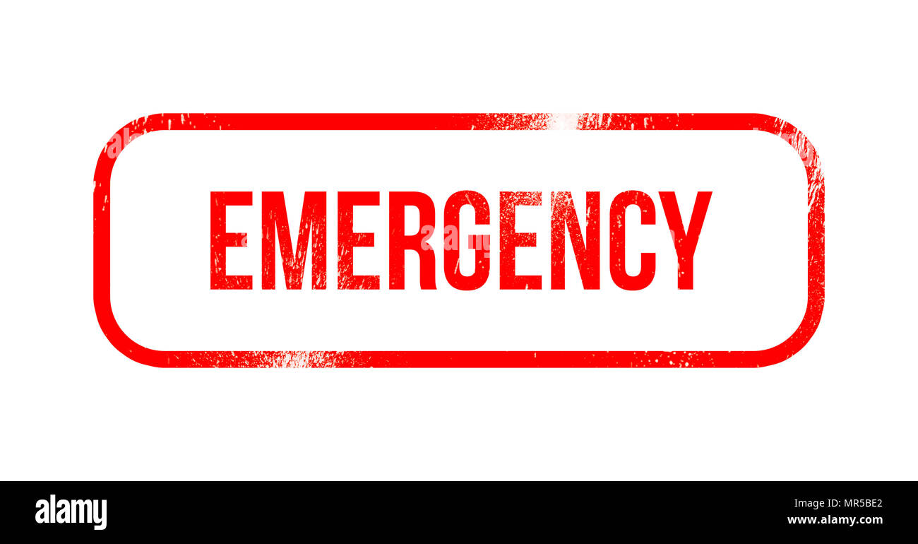 emergency - red grunge rubber, stamp Stock Photo - Alamy