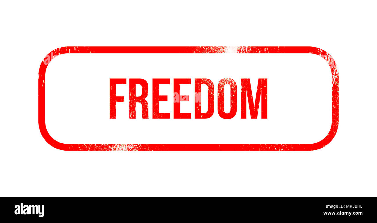 freedom - red grunge rubber, stamp Stock Photo - Alamy